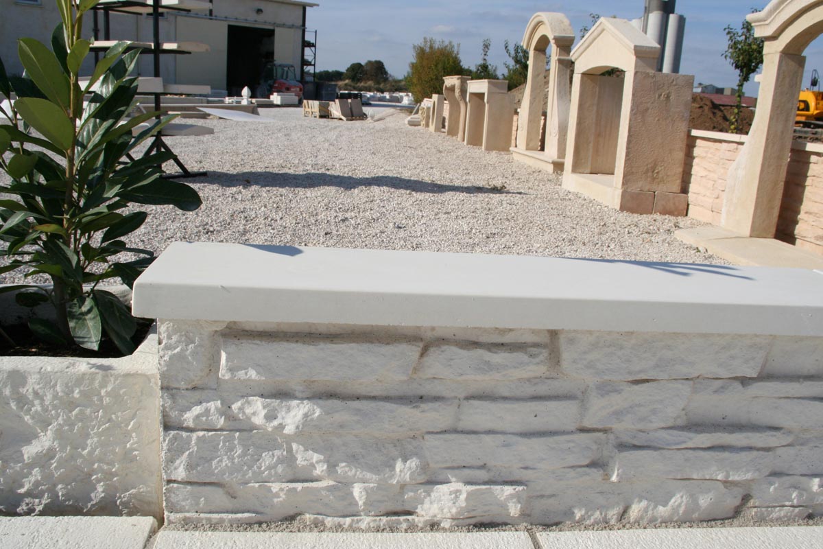 Couvertine béton plate grise blanche 1 m (couvre-mur, dessus de muret)